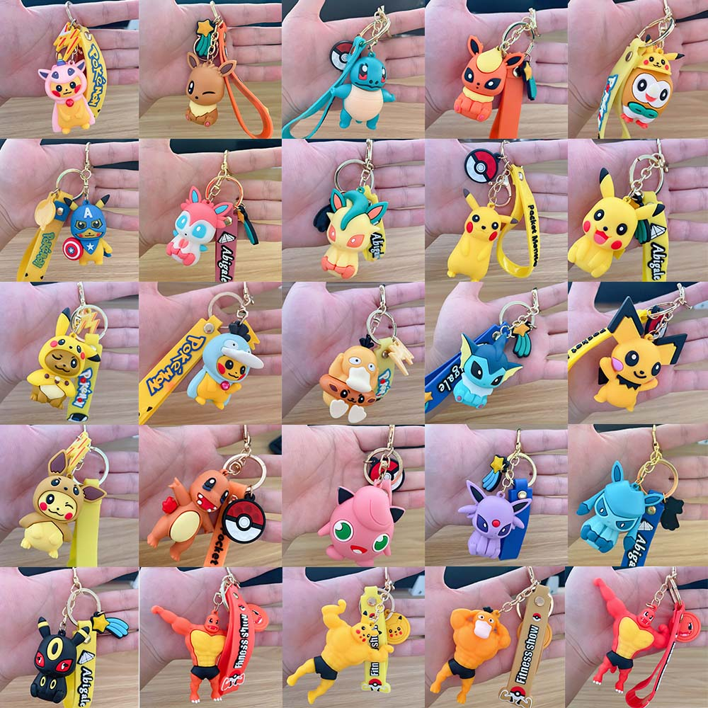 Anime Pokemon Action Figure Pikachu Keychain Pokémon Keychain Squirtle ...