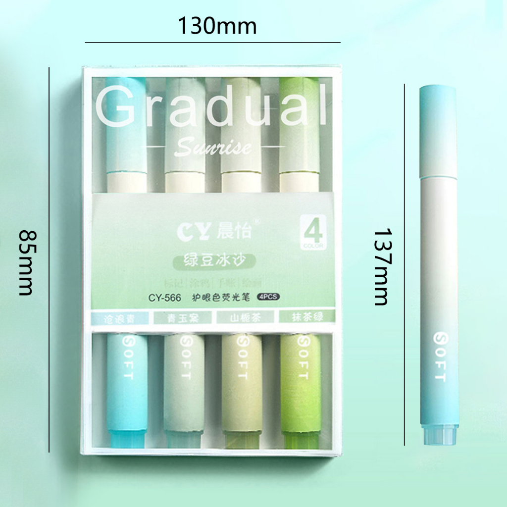 4PCS Pastel Highlighter Pen Set 12 Colors Slanted Markers ...