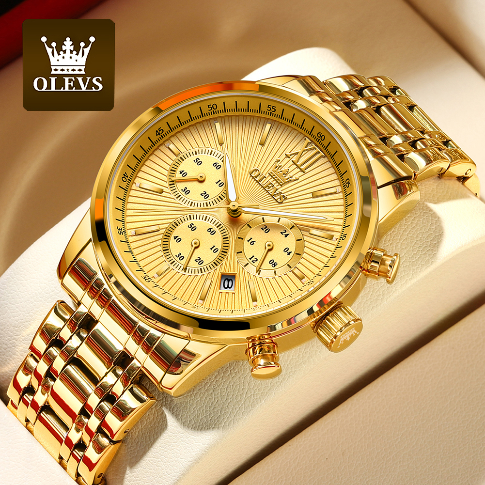 OLEVS Watch For Men Waterproof Original Chronograph Calendar Stainless ...