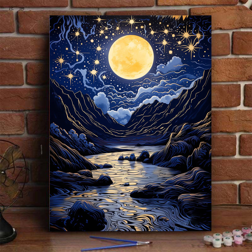DROFE Paint By Number Starry Sky Scenery Diy Painting Numbers Gift ...