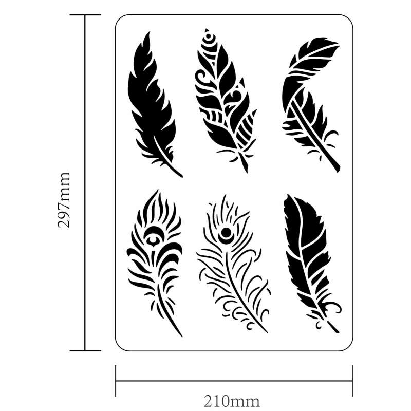 1pc Peacock Feather Stencil 29.7x21cm Reusable Beautiful Feathers ...