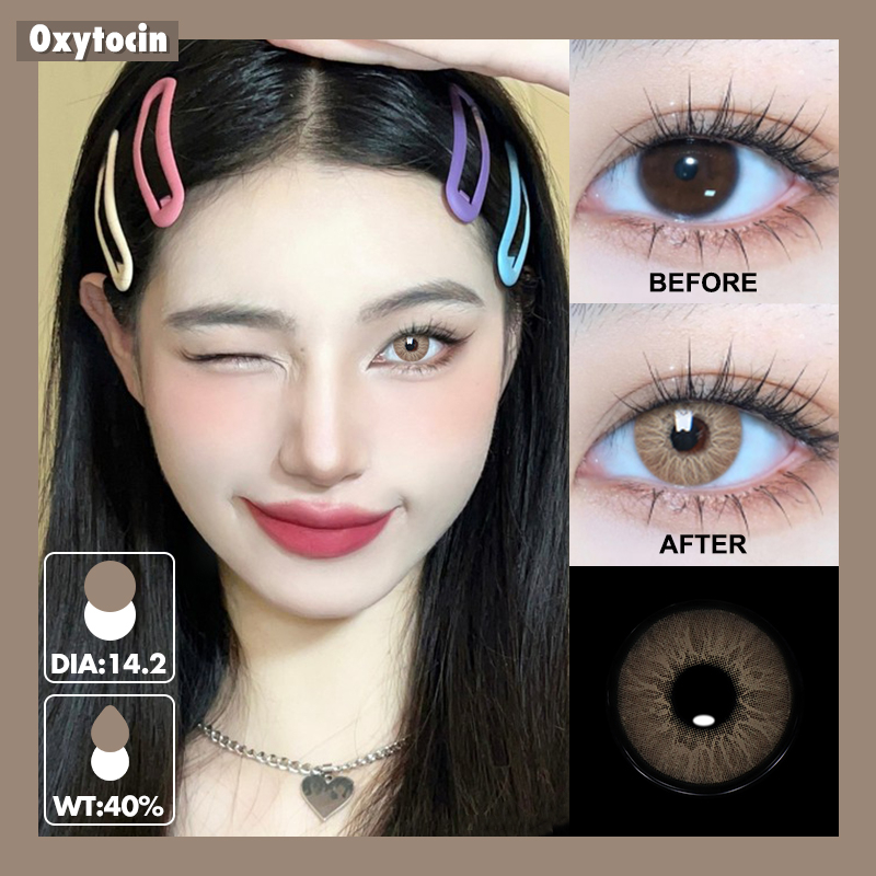 Sweet bubbles Contact Lense Gray Brown Contact Lens 2 PCS 14.2mm with ...