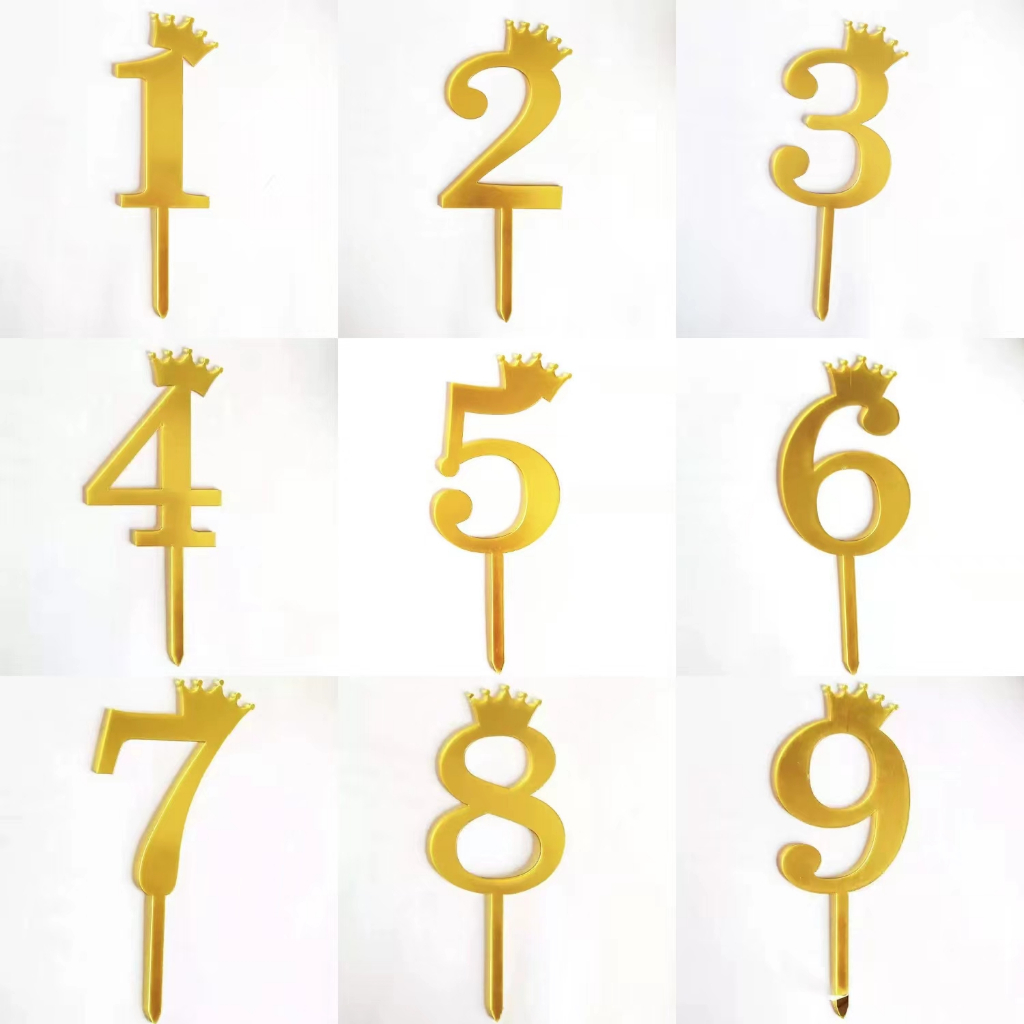 Party Top Crown / Acrylic Golden Numbers For Party Decoration | Shopee ...
