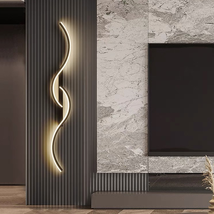 Modern Creative Curve Wall Lamp Indoor Wall Art Decor Led Wall Light ...