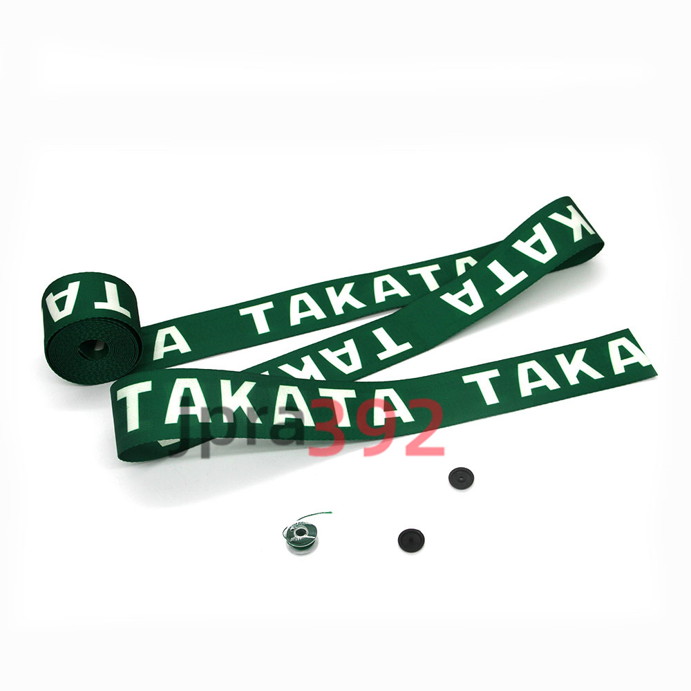 TAKATA 3.6m reinforced seat belt green webbing fabric universal racing ...