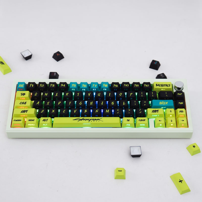 Cyberpunk Side Light through Translucent 129Key PBT keycaps Dye ...
