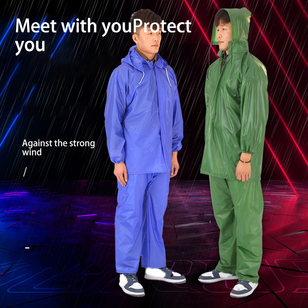 A Set Thick pvc Raincoat Set Split Style Raincoat Rain Pants Non ...