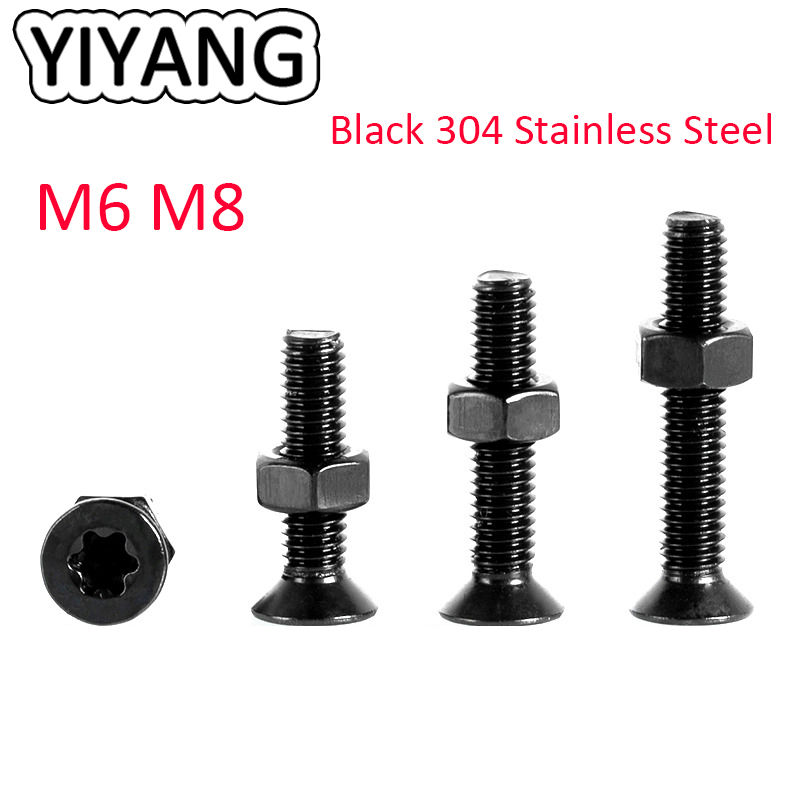 M6 M8 Black 304 Stainless Steel Flat Head Torx Security Machine Screws ...