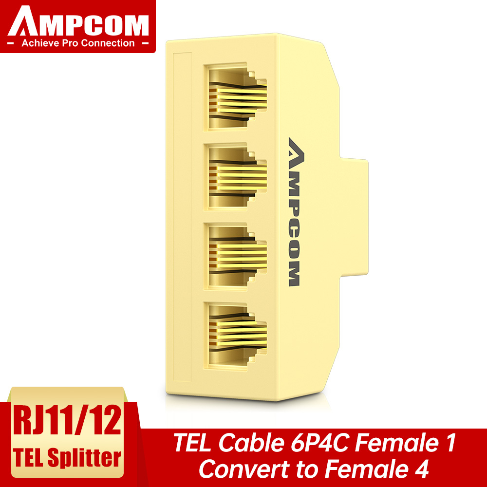 AMPCOM RJ11 Phone Converter RJ11 Classic 6 Pin Female 1 to 2 & 3 & 4 ...