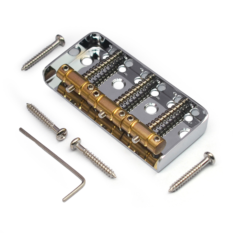 Short Tele Bridge Brass 3-Saddles for TL Style 76.5x35.5mm Chrome ...