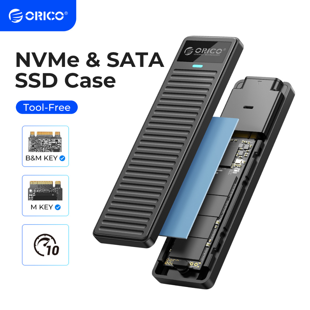 ORICO M.2 NVMe SSD Enclosure 10Gbps USB 3.2 Gen2 M2 SSD Enclosure Case ...
