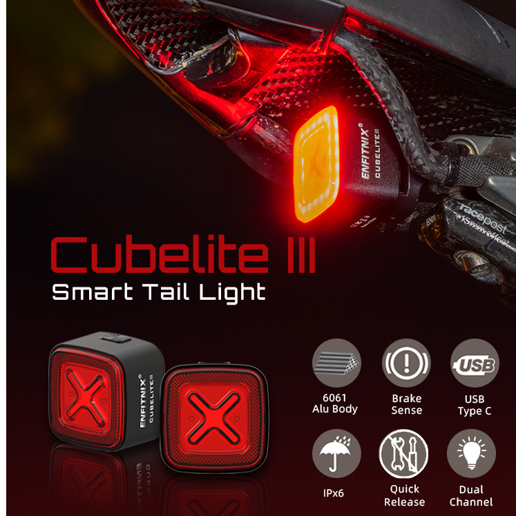 Enfitnix Cubelite III Smart Tail Light Bicycle Brake Warning Light ...