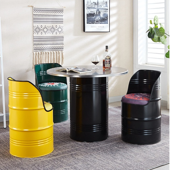 Iron Bucket Stool Iron Round Stool Backrest Chair Storage Paint Bucket ...