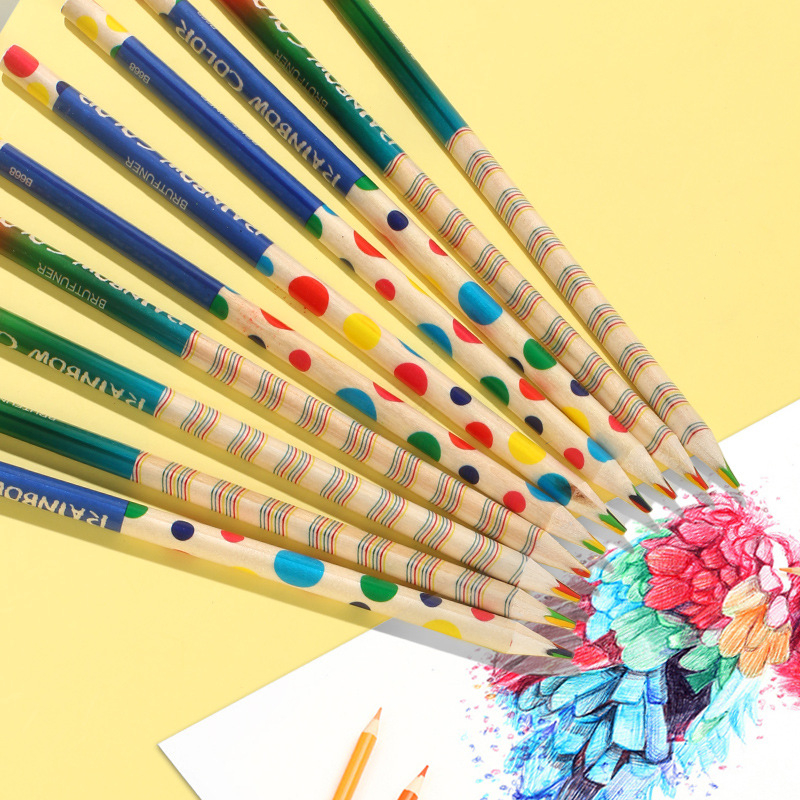 10pcs Rainbow Color Pencils Set 4 In 1 Colored Pens for Drawing Office ...