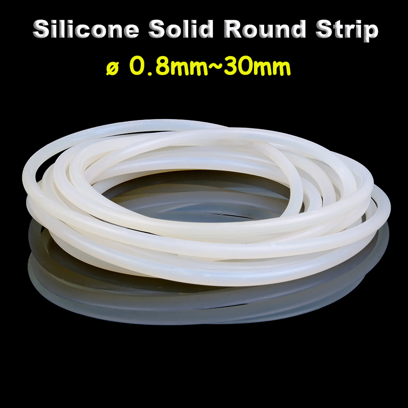 10 ~ 1 Meter Silicone Strip Solid Round Strip Ø 0.8mm to 30mm White ...