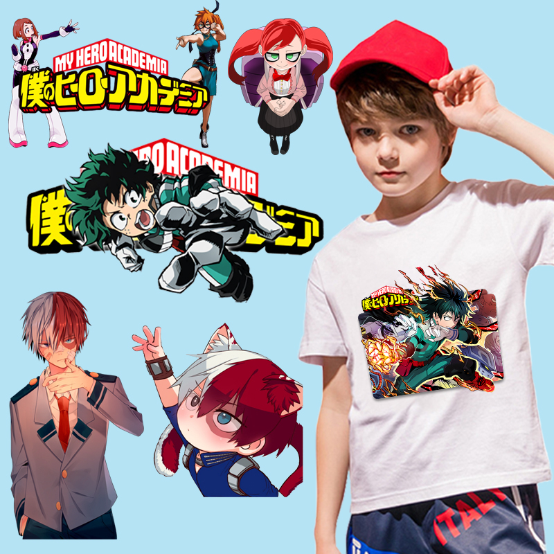 My Hero Academia Heat Transfer Sticker Anime Todoroki Shoto Boy T-shirt ...