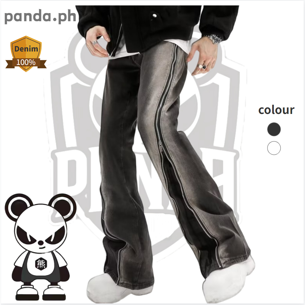 【Pnada.ph】American High Street Distressed Gradient Hanging Dyed Zipper ...