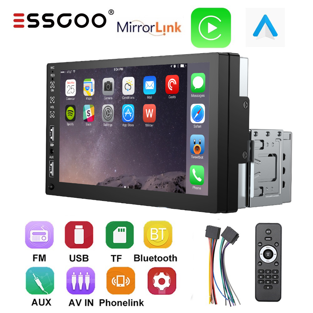 ESSGOO car player mp5 Car Stereo Radio Carplay Android auto7" Touch Screen Universal Car ...