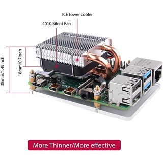 52Pi Raspberry Pi 4 Cooling Fan, Raspberry Pi Low Profile CPU Cooler with 40x40x10mm Cooling Fan ...