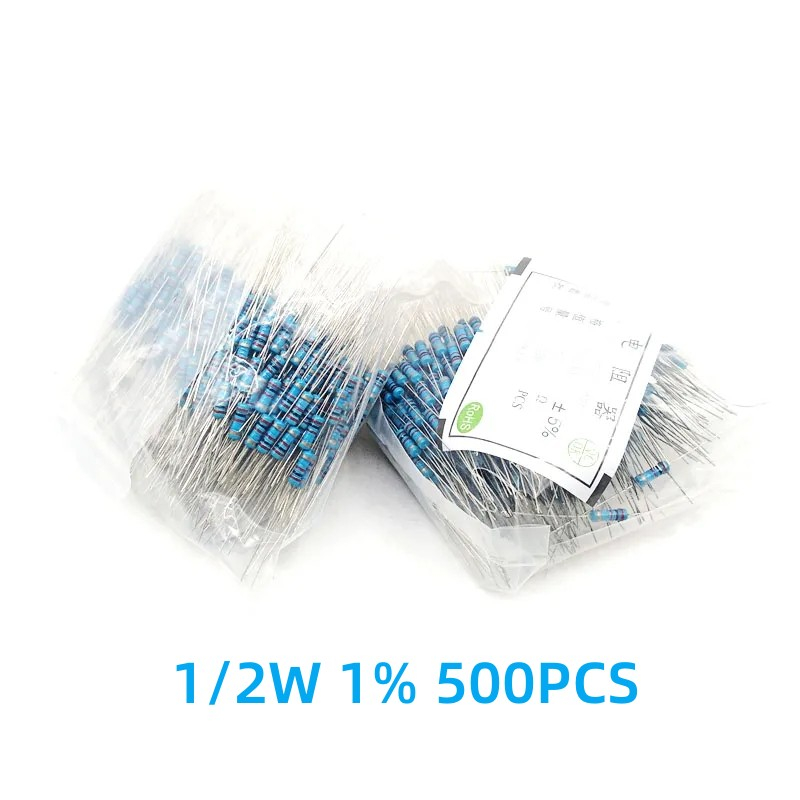 [500PCS] 1/2w Metal Film Resistor 1% 1R2 27R 24R 5R6 2R7 11K 470R 0.36 ...