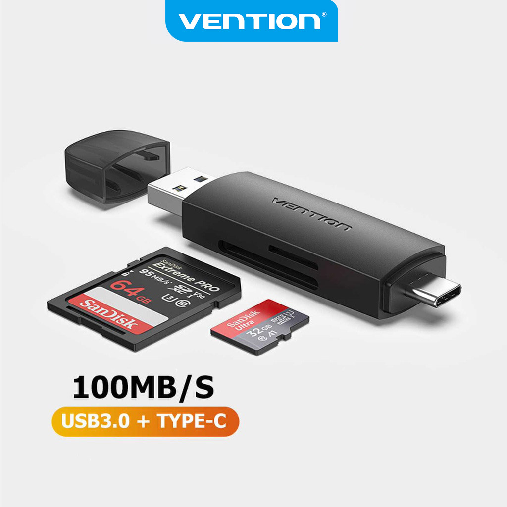 Vention USB 3.0 2 In 1 Card Reader Sd/Tf Dual Cards Supported Easy Read Tiny Size For Traveling ...
