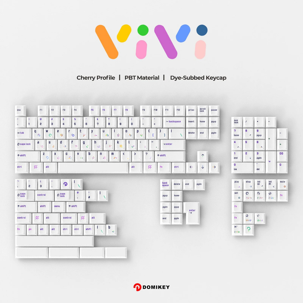 DOMIKEY VIVI CHERRY PROFILE DYE SUBBED KEYCAP SET THICK PBT FOR ...