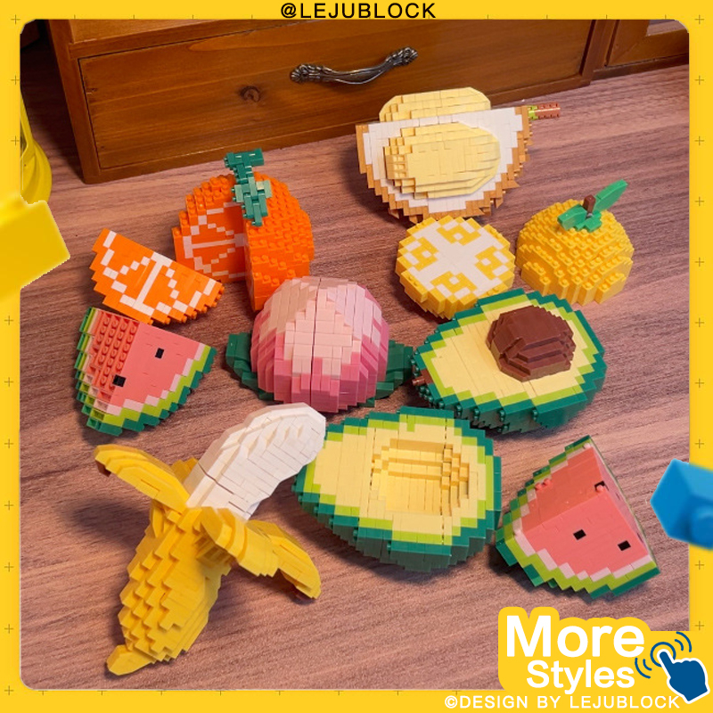 【LEJUBLOCK】creative fruit building blocks peach nano block toys for ...