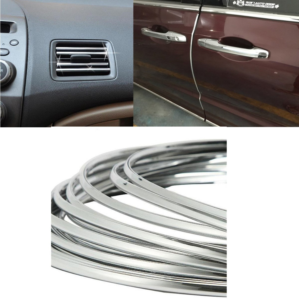 1 Roll 3meter x 6mm Silver Chrome Car-Styling Moulding Strip Car ...