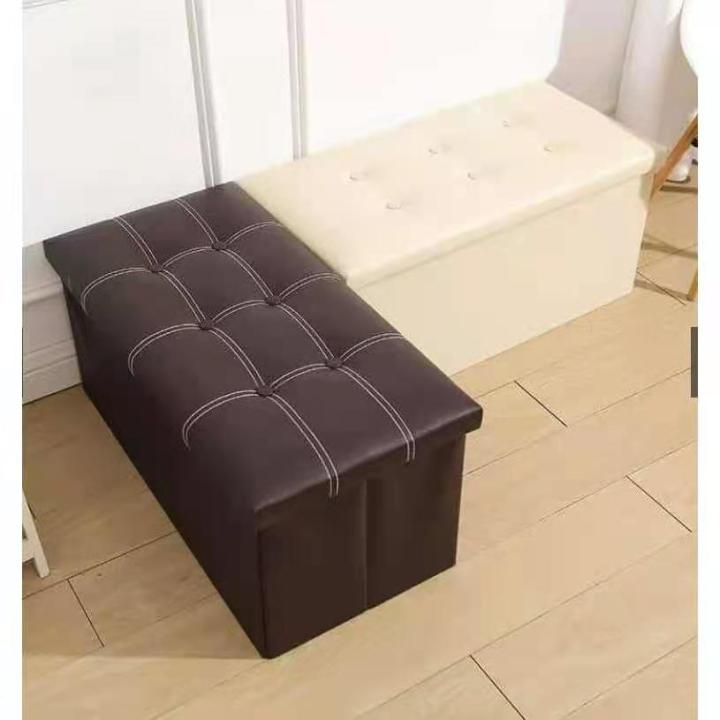 Furniture Ottoman Rectangular Storage Stool Sit Sofa Folding Box Chair ...