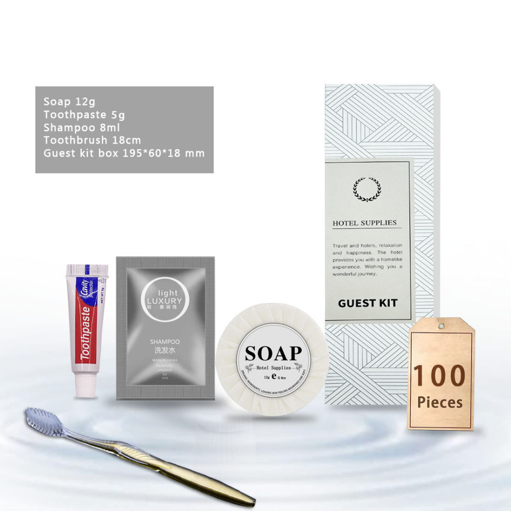 100 Sets Guest Kit Hotel Supplies 5 in 1 Toothpaste Toothbrush Soap ...