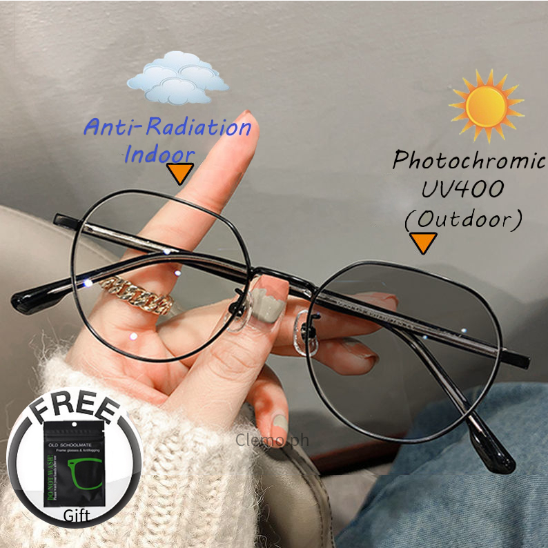Free gift Clemo Photochromic Anti Radiation Metal Computer Glasses Anti ...