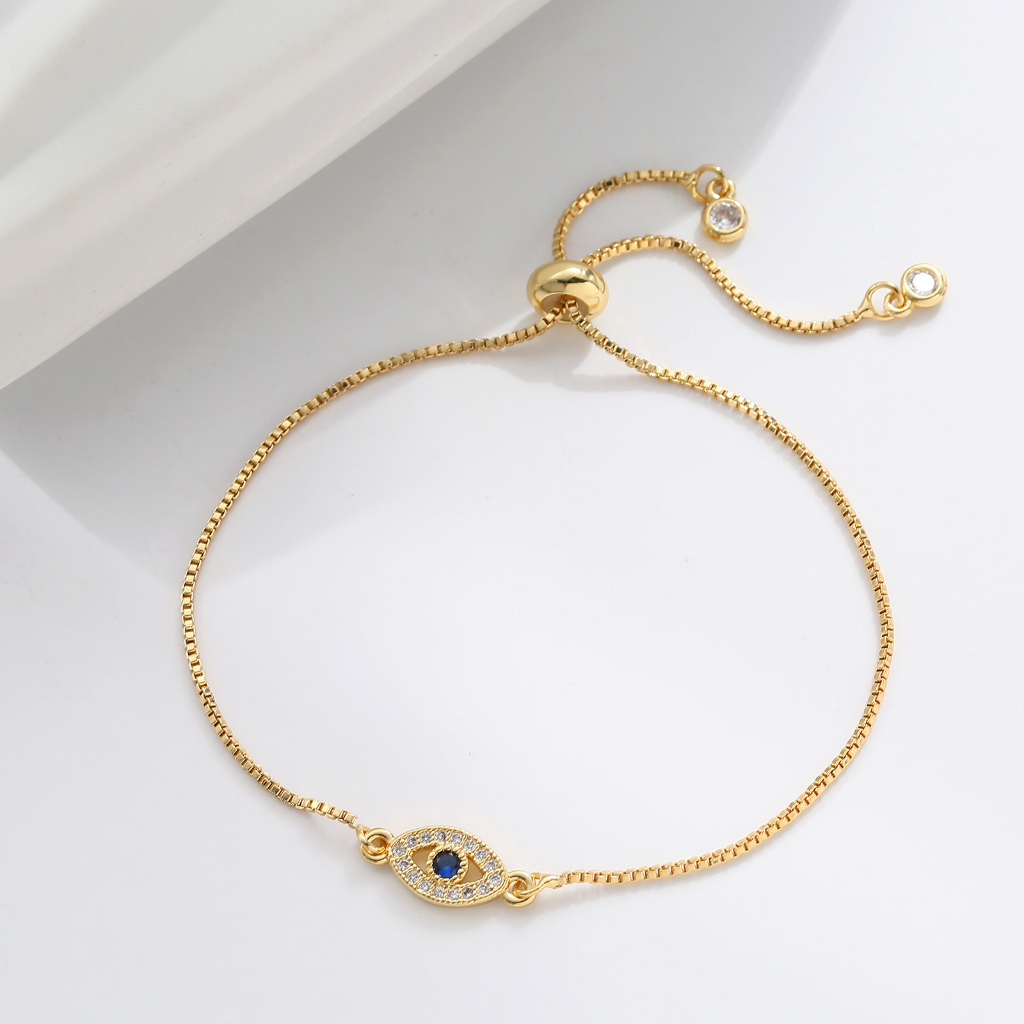 18k gold adjustable devil eye bracelet lucky charm bracelet 2024 ...