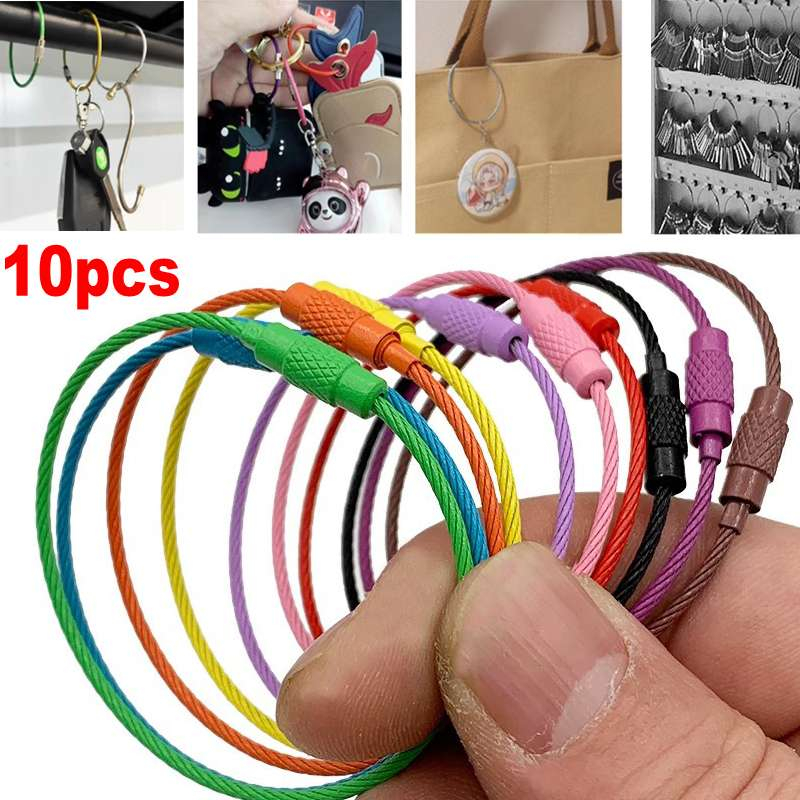 10pcs Mix color Colorful Keychain Stainless Steel Carabiner Key Holder ...