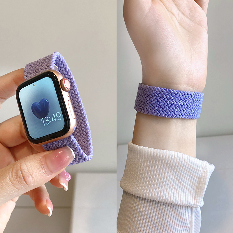 Braided Solo Loop fabric Strap For iWatch Ultra Series 9 8 7 49mm 45mm ...