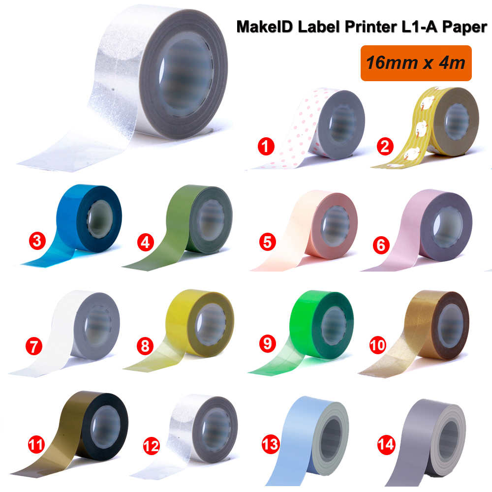 16mm*4m Label Tape for MakeID L1 Thermal Laber Printer Label paper ...