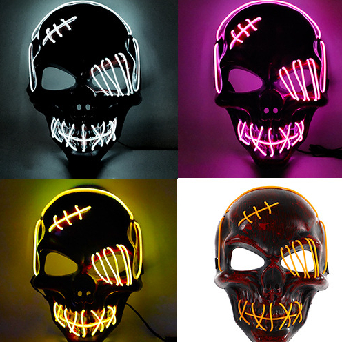LED Halloween Scary Light Up Mask Cosplay Light Up Face Pirate Mask ...