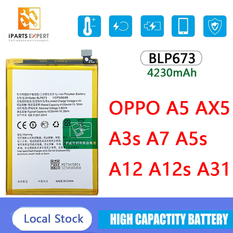 IPARTSEXPERT Battery BLP673 For OPPO A5 AX5 A3s A7 A5s A12e A12 A12s ...