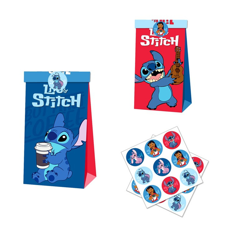 12Pcs Lilo & Stitch Packaging Bags Kids Birthday Party Gift Bag Paper ...