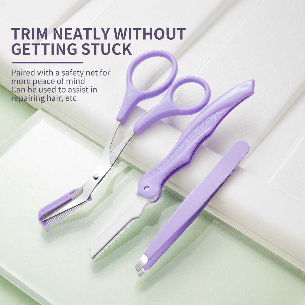 Lusluking Eyebrow Trimmer Scissors Eyebrow Scraper Stainless Steel ...