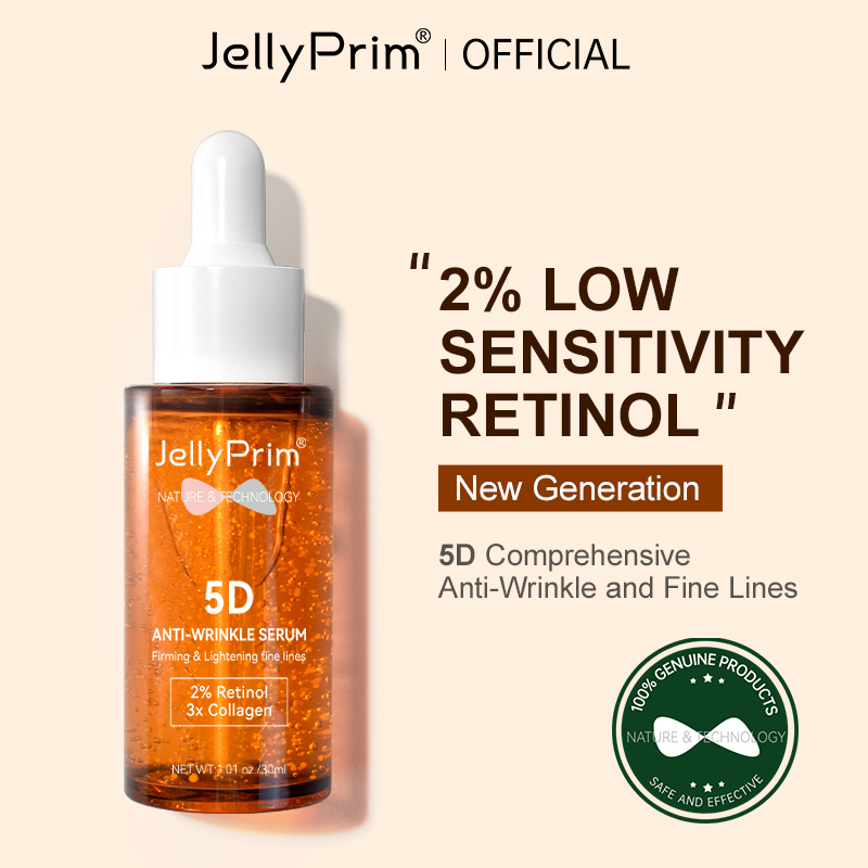 JellyPrim 5D Anti-Wrinkle Serum 2% Retinol 3X Collagen Lightening Fine ...
