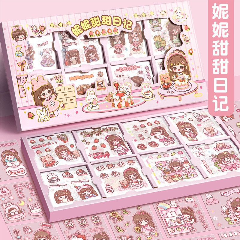 200 Sheets PET Handbook Stickers Cartoon Cute Decorative Material ...