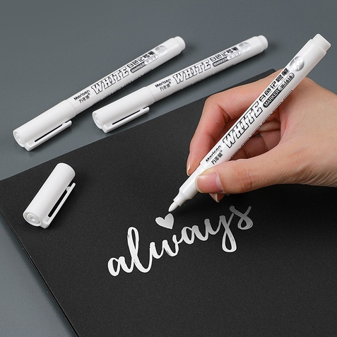 White Thin Head Single Head Marking Pen Waterproof Indelible Art ...