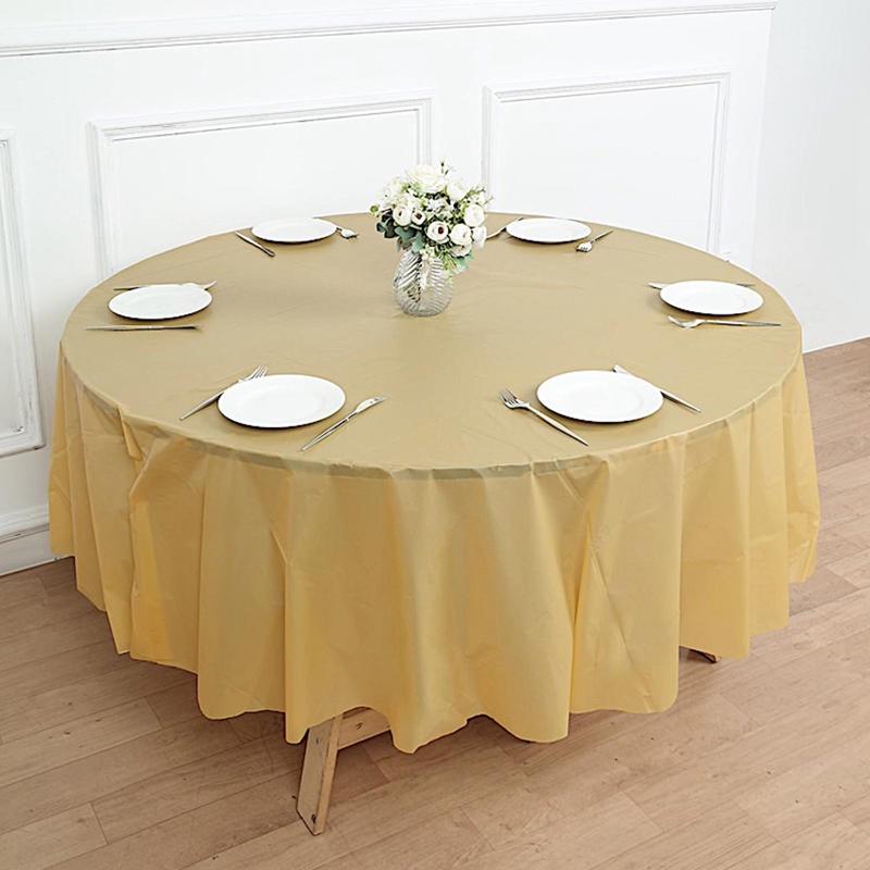 213cm Round Solid Cloth Table Flag Solid Tablecloth Disposable Plastic ...