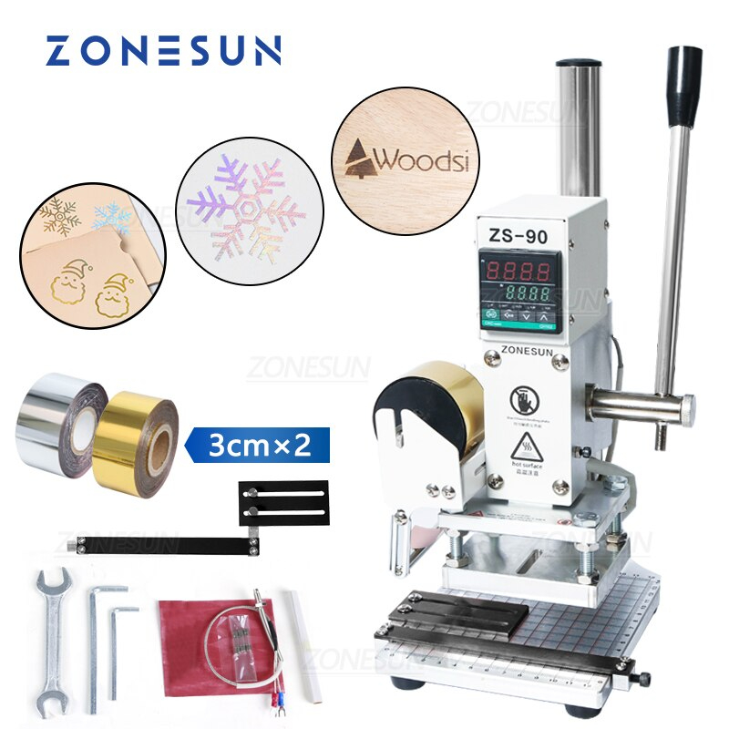 ZONESUN ZS90 Hand-operated Hot Foil Stamping Machine Pattern Imprinter ...