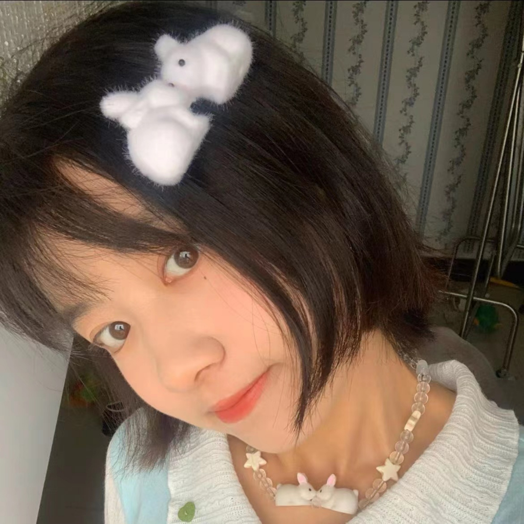 New Childlike Girl Sweet Girl y2k Side Clip Cute Showa Kiss Bunny ...