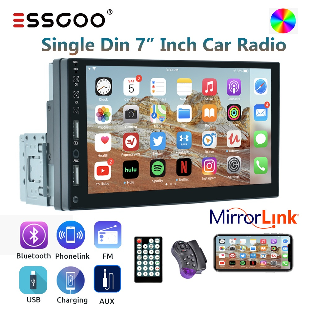 ESSGOO 7 Inch 1 Din Car Stereo With Bluetooth Touch Screen Multimedia ...