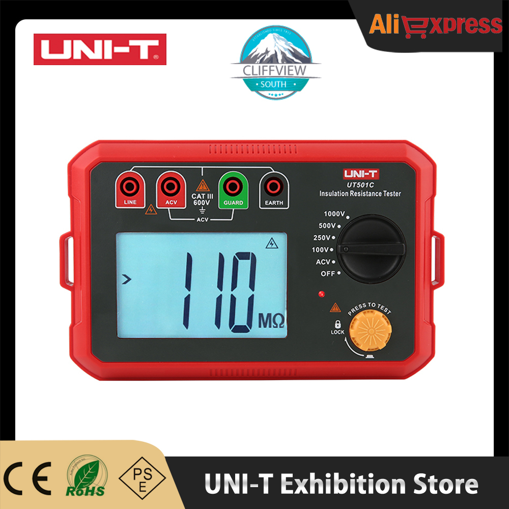 UNI-T Insulation Resistance Tester UT501C 1000V Generator Motor Cable ...