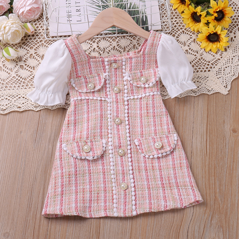 Girls Princess Dress Pink Short Sleeve Girls Dress For Wedding Party 1 ...