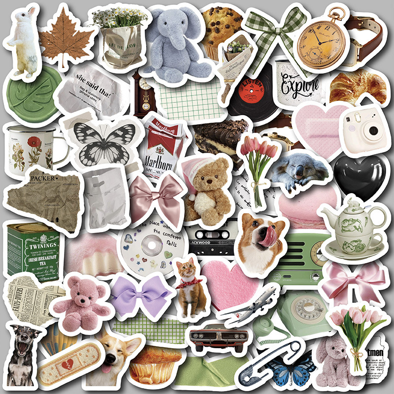 58 Sheets ins Style Small Objects Handbook Stickers Cartoon Creative ...