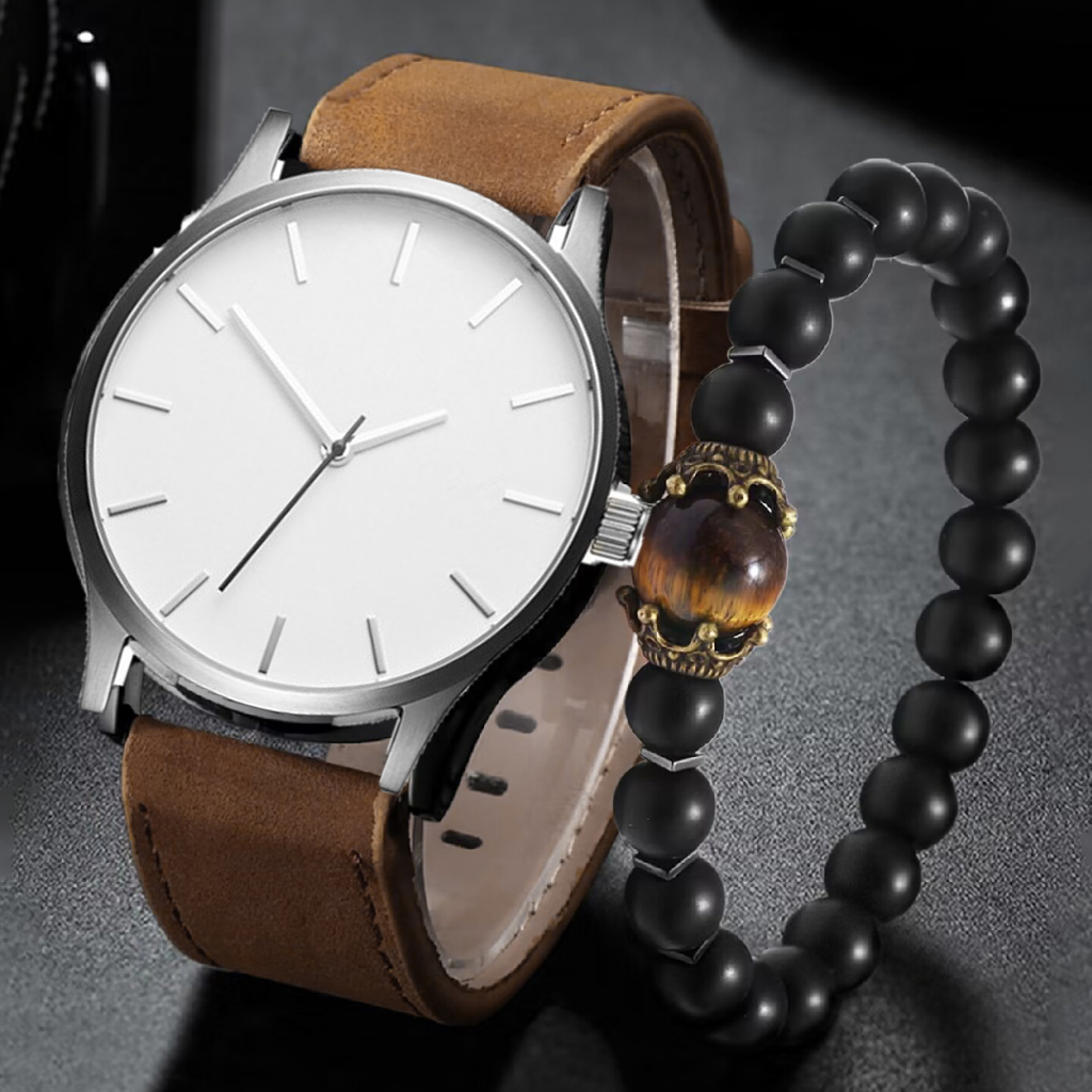 5PCS Men's watch set Fashion Business Quartz Large Dial Watches For ...